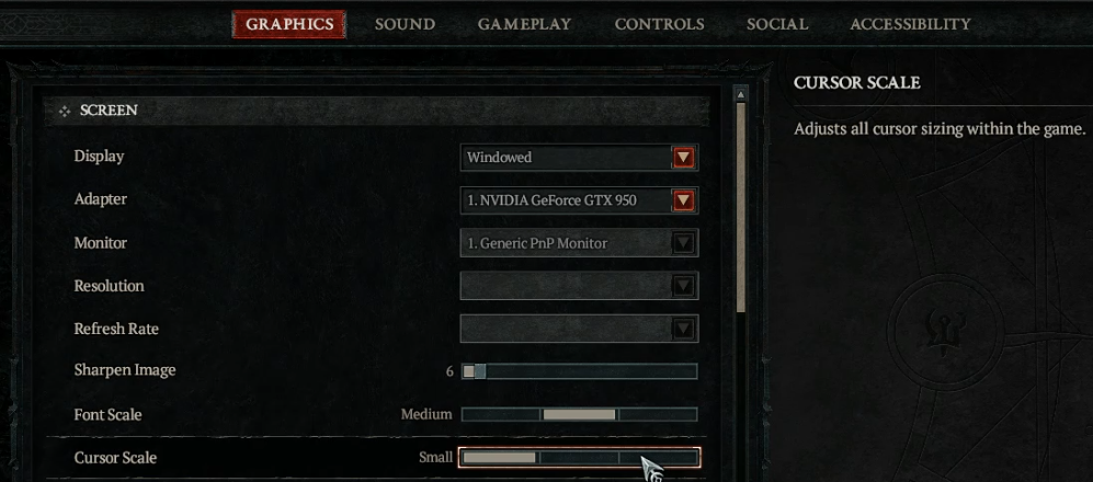 Diablo 4 Cursor Scale Settings